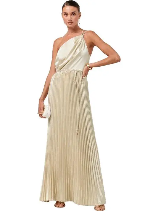 SAVEL Asymmetric Sleeveless Maxi Dress With Adjustable Tie Belt - Cloud