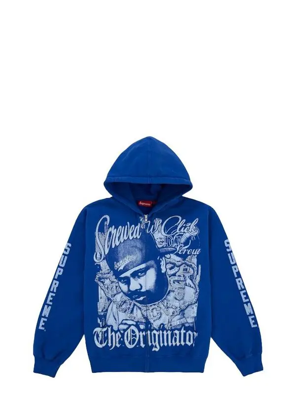 Supreme Dj Screw Zip Up Hooded Sweatshirt - Blue
