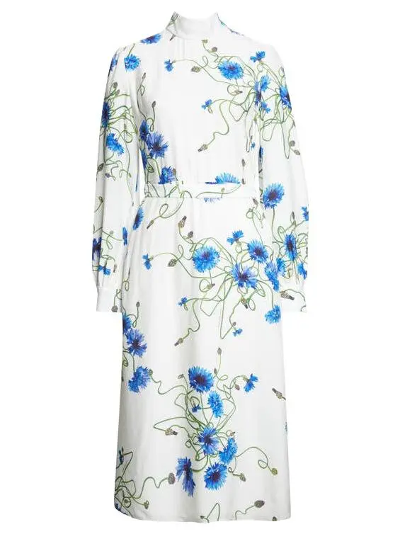 Stella McCartney Floral Print Crepe Midi Dress - Cornflower