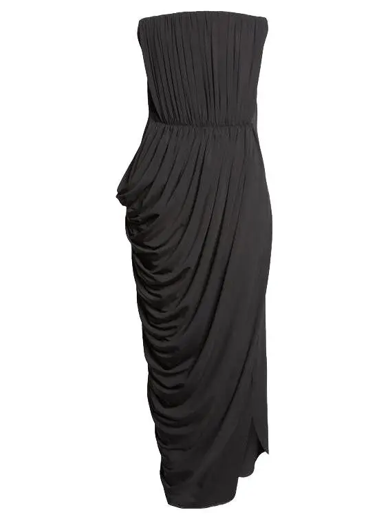 Stella McCartney Strapless Draped Crepe Jersey Gown - Black