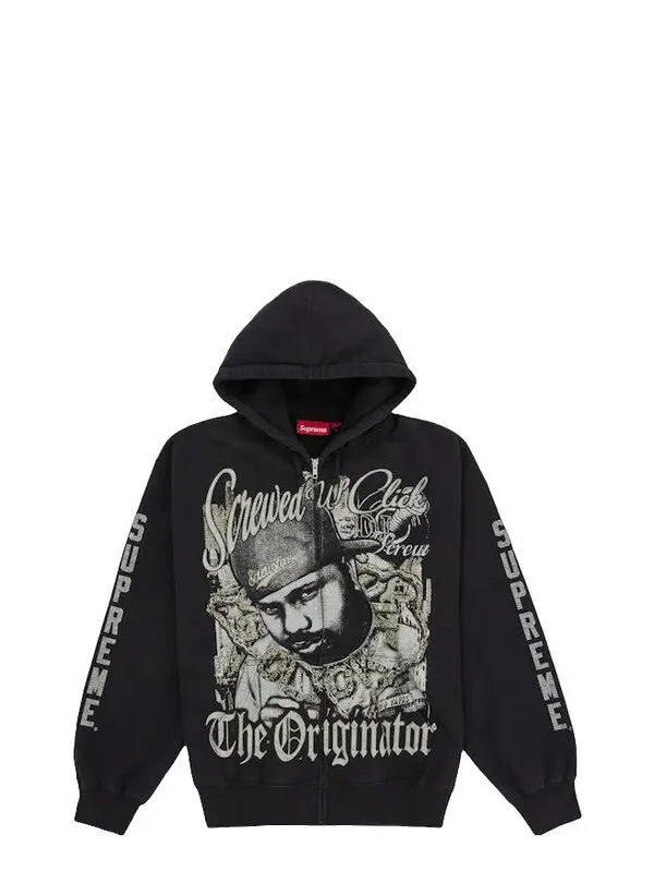 Supreme Dj Screw Zip Up Hooded Sweatshirt - Black