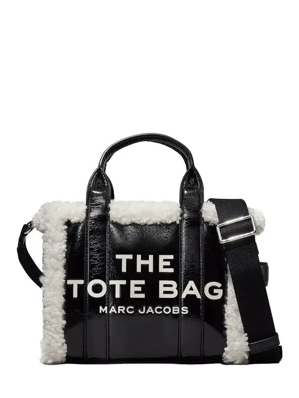 Marc Jacobs Crinkle Shearling Small Tote Bag - Black White