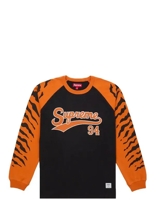 Supreme Tiger Raglan Shirt Long Sleeve Top - Black