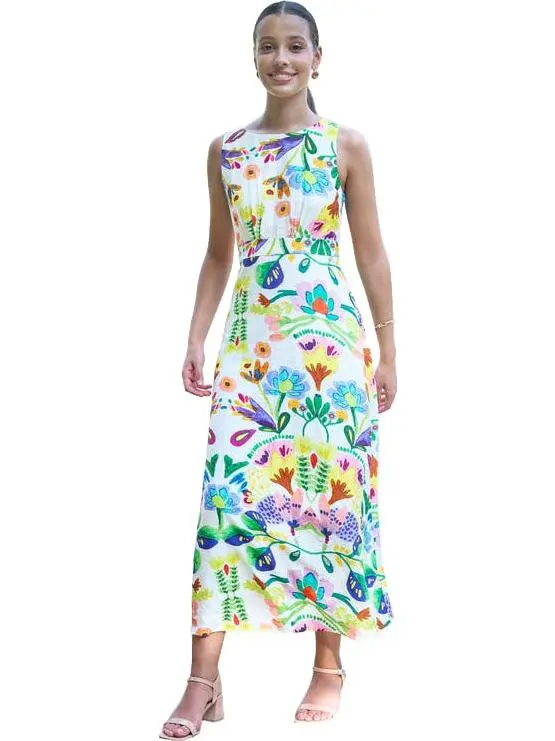 YUMI Cotton Abstract Print Maxi Dress - Multi