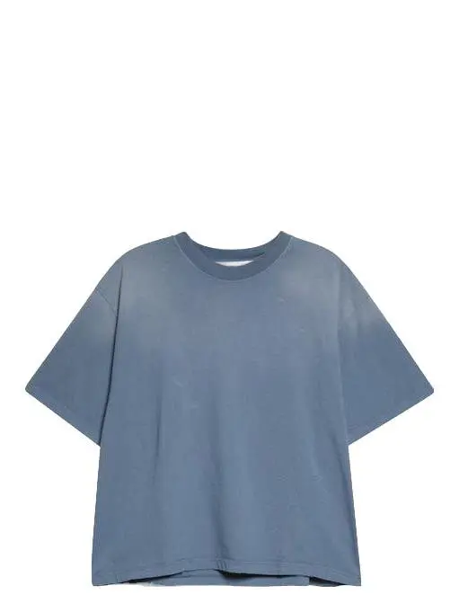 GOLDEN GOOSE Distressed Boxy Cotton T-shirt - Windward Blue