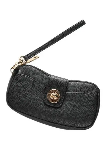 Marc Jacobs Signeted Turnlock Slg Wristlet Bag - Black