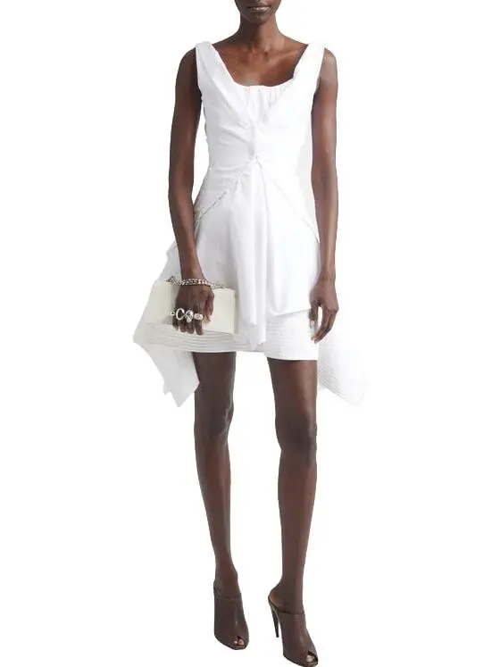 Alexander McQueen Deconstructed Cotton Poplin Minidress - Opticalwhite