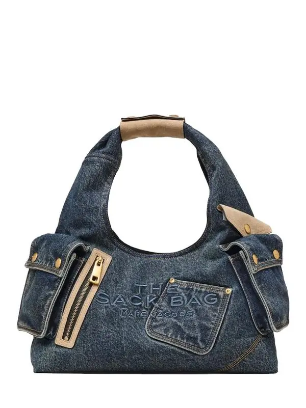 Marc Jacobs Denim Suede Pocket Sack Bag - Dark Wash