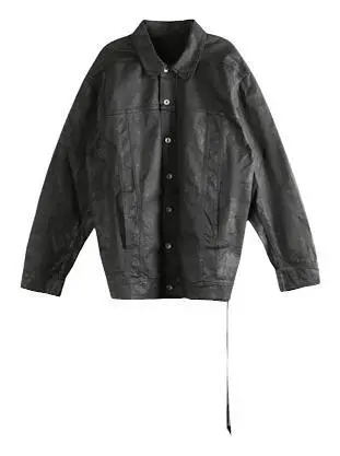 Rick Owens Giacca In Denim Jumbo Worker Coat - Black
