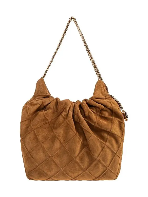 Tory Burch Fleming Suede Mini Hobo Bag - Chicory Brown