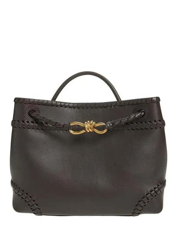 Bottega Veneta Whipstitch Leather Andiamo Shoulder Bag - 2009 Espresso-m Brass