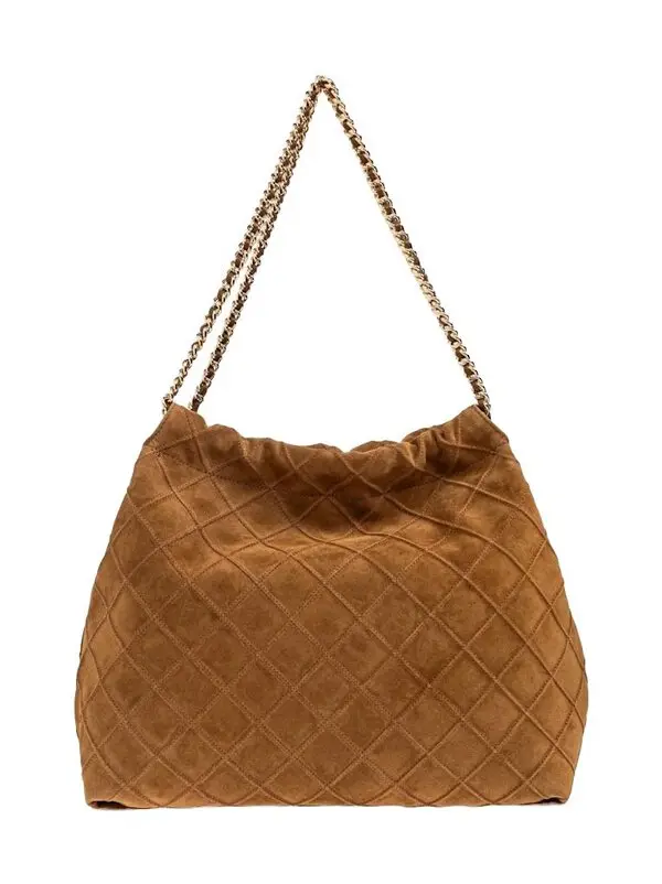 Tory Burch Fleming Suede Hobo Bag - Chicory Brown