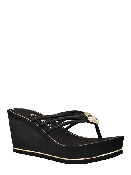 Guess Sabrie Platform Wedge Sandal - Black