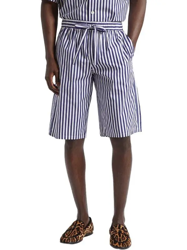 Dolce & Gabbana Stripe Cotton & Silk Poplin Bermuda Shorts - S8056 Rigato