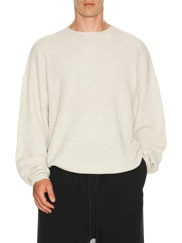 Fear Of God Signature Waffle 90's Crewneck Sweater - Oatmeal Heather