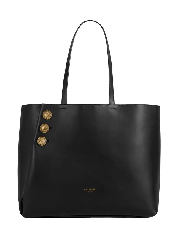 Balmain Emblème Leather Tote Bag - Black