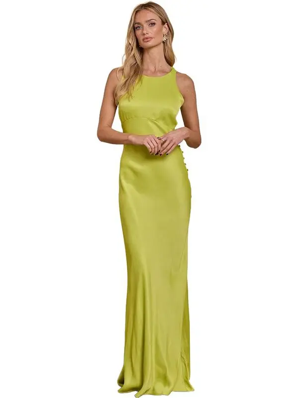 MAIDS TO MEASURE Coco Satin Dress - Lime