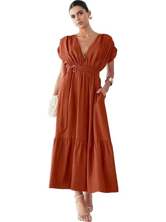 ST MRLO Este Midi Dress - Rust