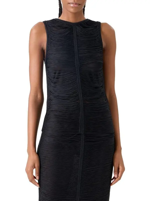 Akris Fringed Silk Knit Top - Black