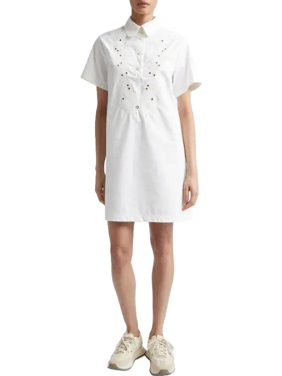 Moncler Eyelet Shift Dress - White