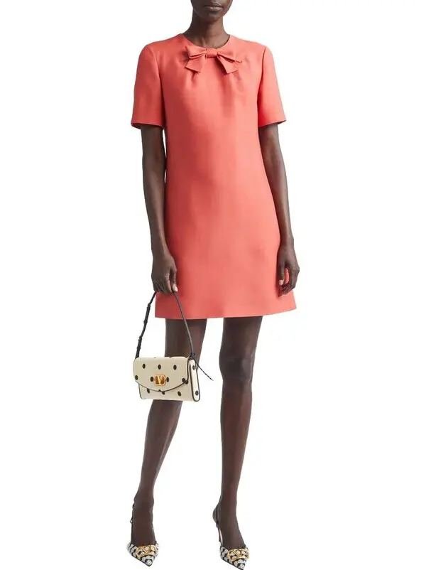 Valentino Garavani Crepe Couture Bow Shift Dress - Red