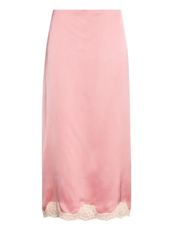 Valentino Garavani Lace Trim Satin Cady Slip Midi Skirt - Dusty Rose