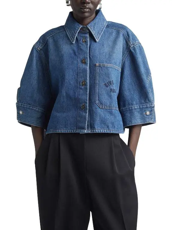 Givenchy Cocoon Crop Denim Shirt Jacket - Medium Blue