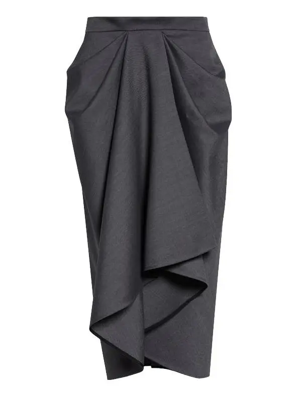 Givenchy Draped Wool & Mohair-blend Midi Skirt - Grey Mix