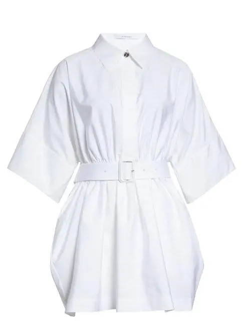 Givenchy Belted Cotton Poplin Mini Shirtdress - White