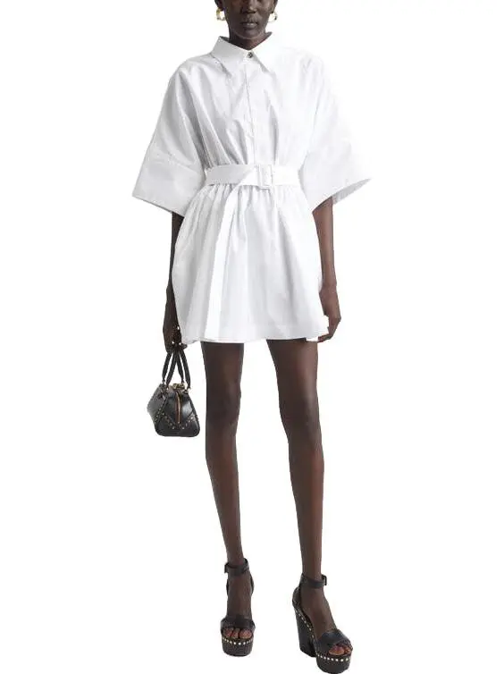 Givenchy Belted Cotton Poplin Mini Shirtdress - White