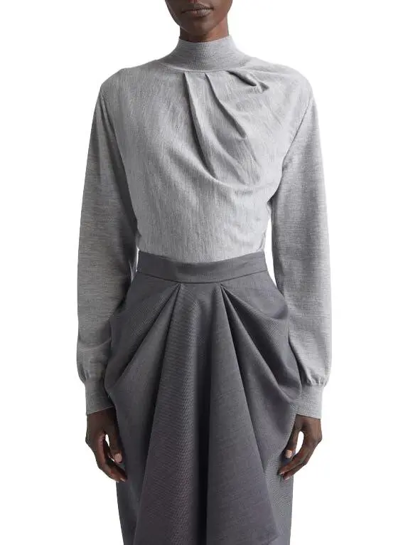 Givenchy Draped Merino Wool-blend Sweater - Light Grey