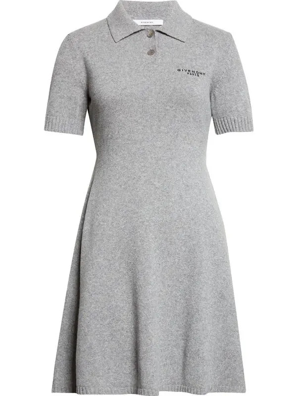 Givenchy Wool And Cashmere Polo Minidress - Light Grey