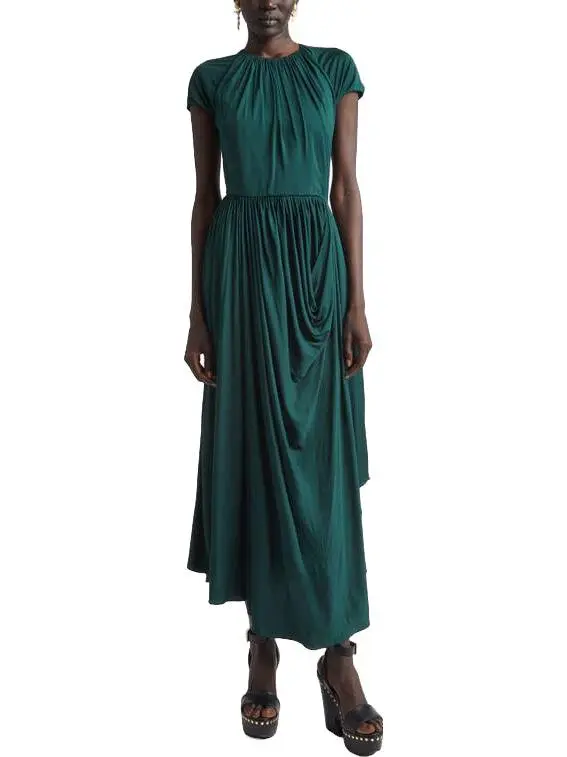 Givenchy Draped Jersey Maxi Dress - Green Forest