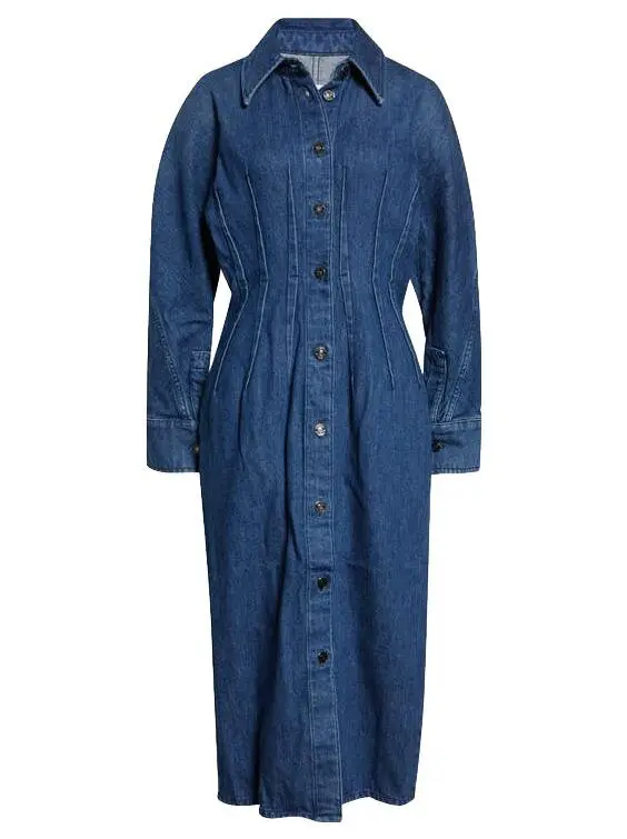 Givenchy Long Sleeve Denim Cocoon Dress - Medium Blue
