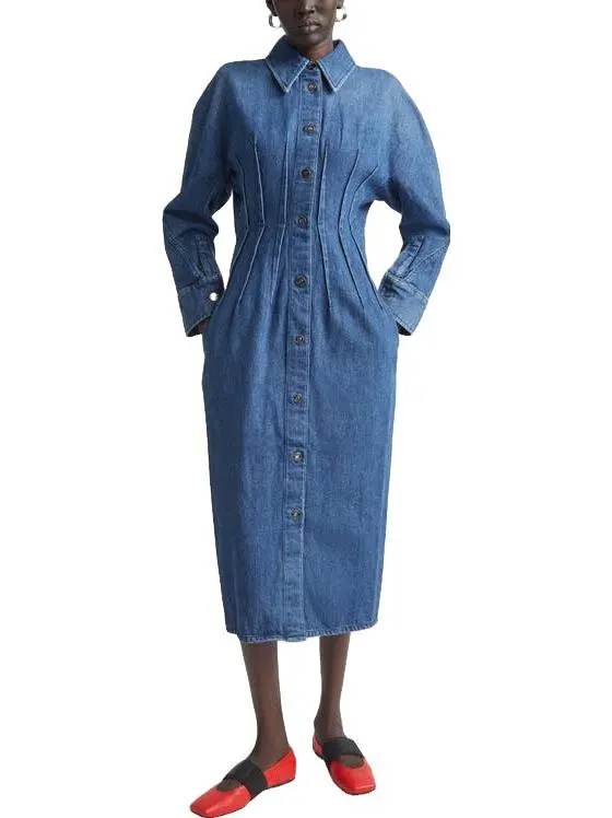 Givenchy Long Sleeve Denim Cocoon Dress - Medium Blue