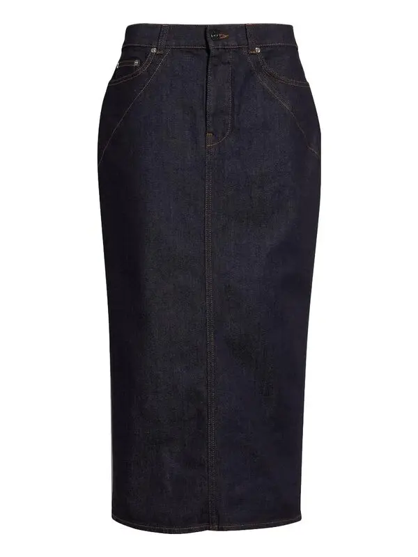 Givenchy Kick Back Denim Midi Skirt - Dark Blue