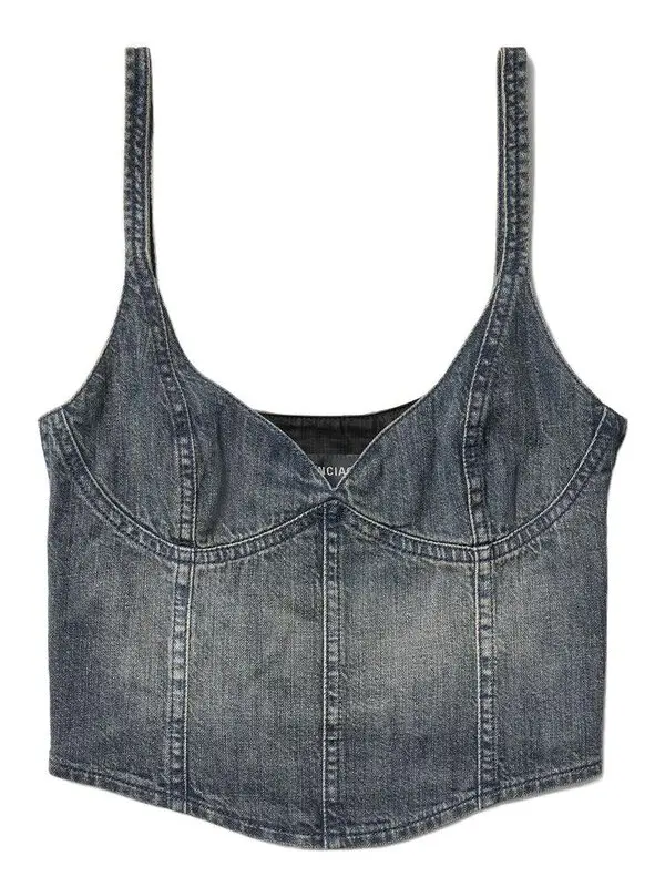 Balenciaga Corseted Denim Top - Blue