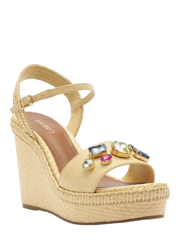 AREZZO Georgina Platform Wedge Sandal - Palha
