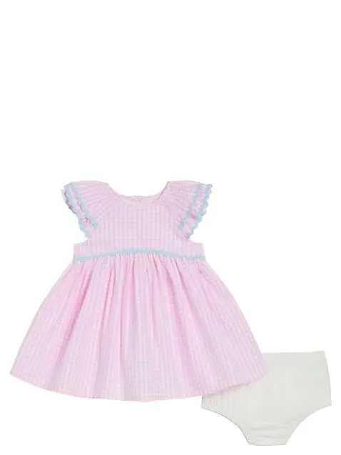 PIPPA & JULIE Gingham Flutter Sleeve Party Dress With Bloomers - Pink