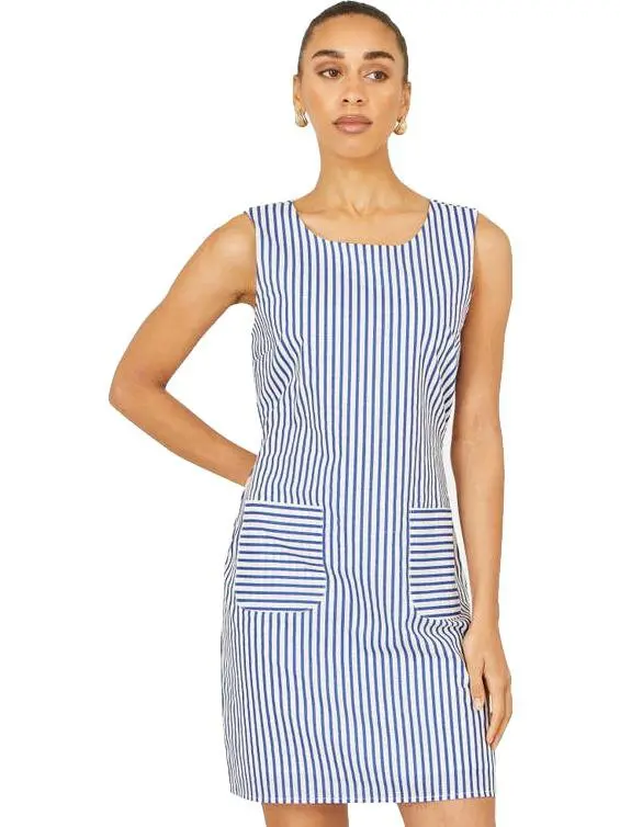 YUMI Stripe Cotton Shift Dress - Blue