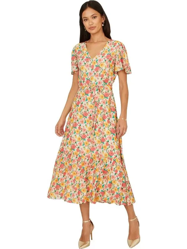 YUMI Floral Print Midi Tea Dress - Multi