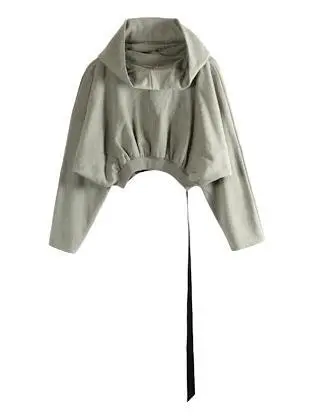 Rick Owens Felpa Cropped Hooded Top - Greyelange
