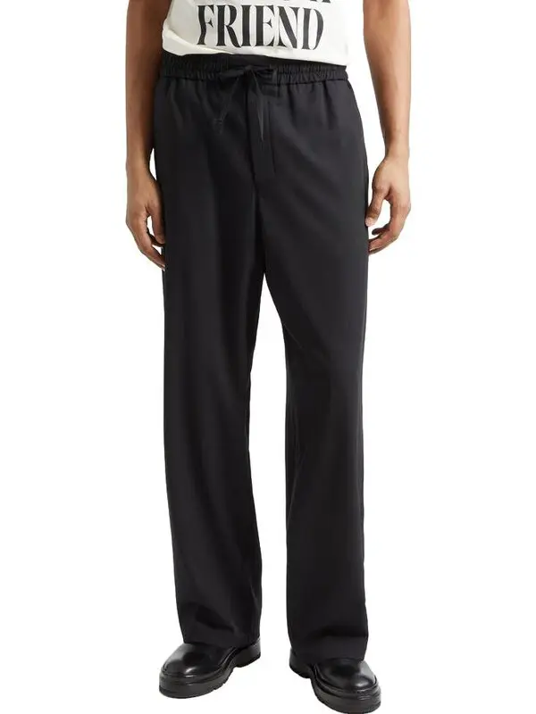 Ami Elastic Waist Wool Gabardine Pants - Noir