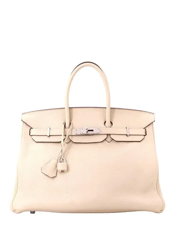 Hermès Birkin 35 Handbag Light Clemence With Palladium Hardware - Parchemin