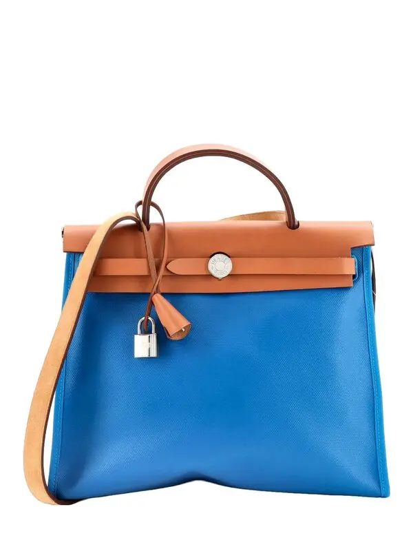 Hermès Herbag Zip Leather And Toile 31 - Bleu Frida