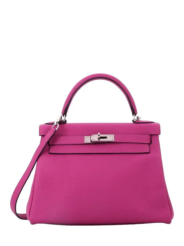 Hermès Kelly Handbag Togo With Palladium Hardware 28 - Rose Pourpre
