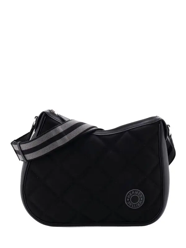Hermès Horseback Shoulder Bag Woolycot Canvas And Leather - Black
