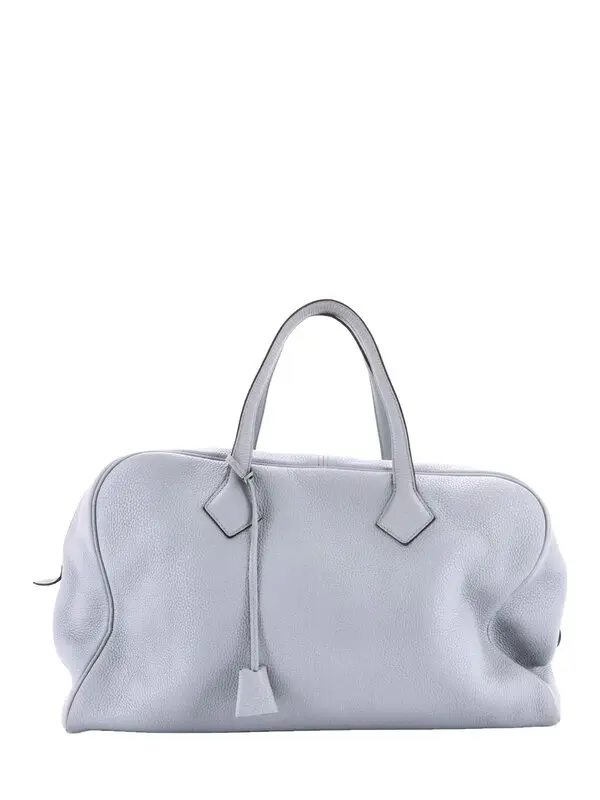 Hermès Victoria Ii Travel Handbag Clemence 43 - Bleu Glacier