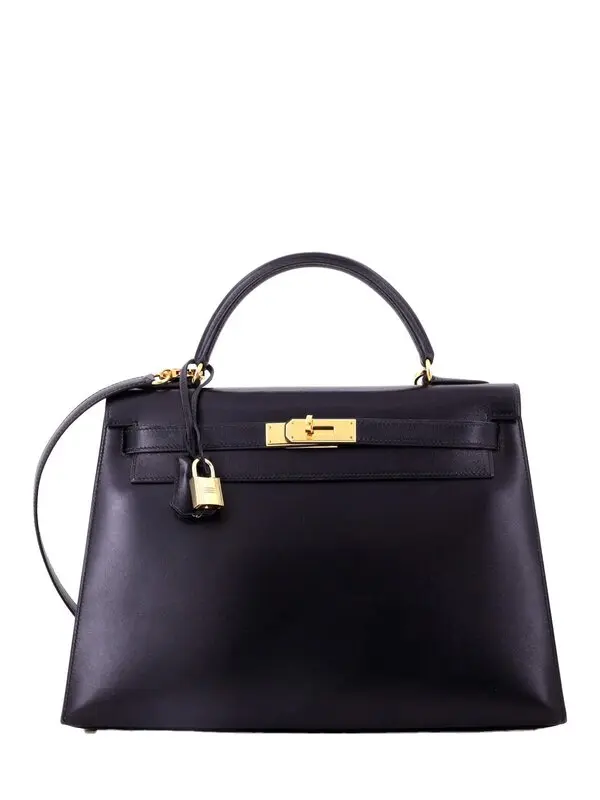 Hermès Kelly Handbag Black Box Calf Leather 32 - Noir