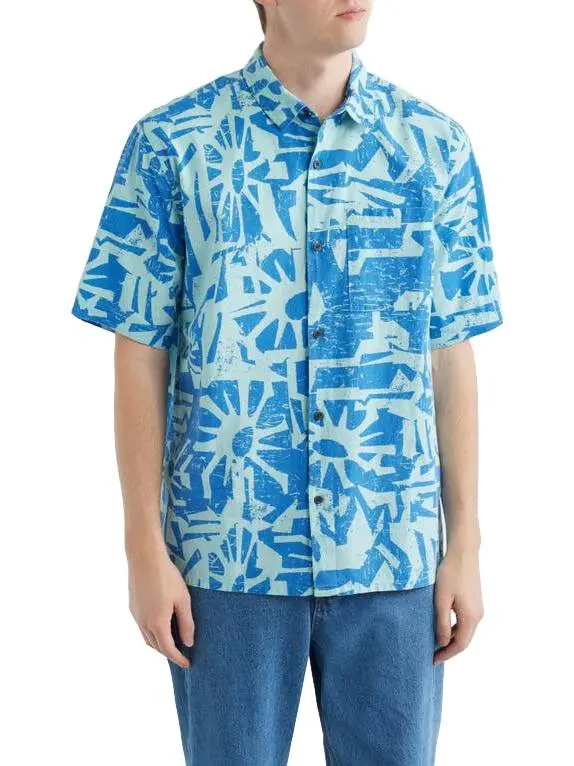 Rip Curl Liquid Trips Mason Short Sleeve Button-up Shirt - Royal Blue